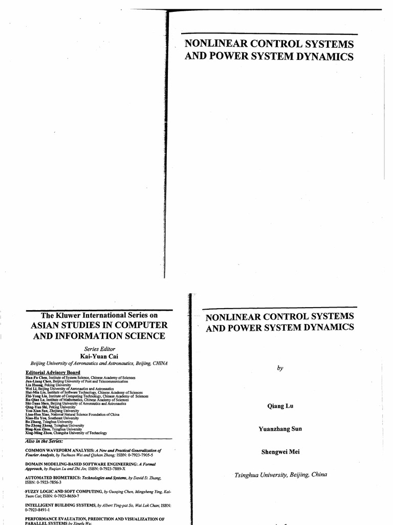 Nonlinear Control Systems and Power System Dynamics | PDF