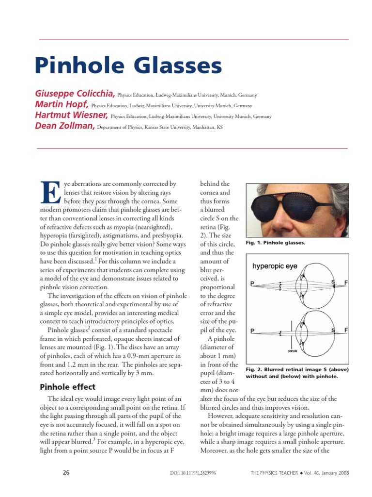 Investigating the Effects of Pinhole Glasses: An Experimental Study of ...