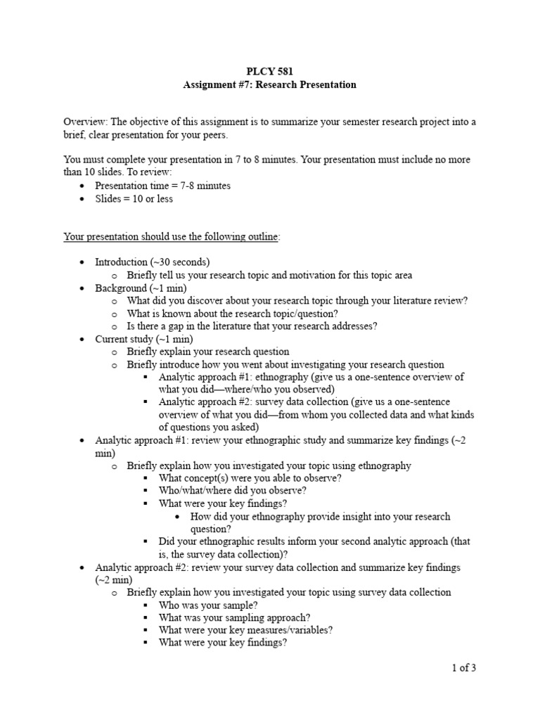 Assignment 7_Research Presentation | PDF | Ethnography | Survey Methodology