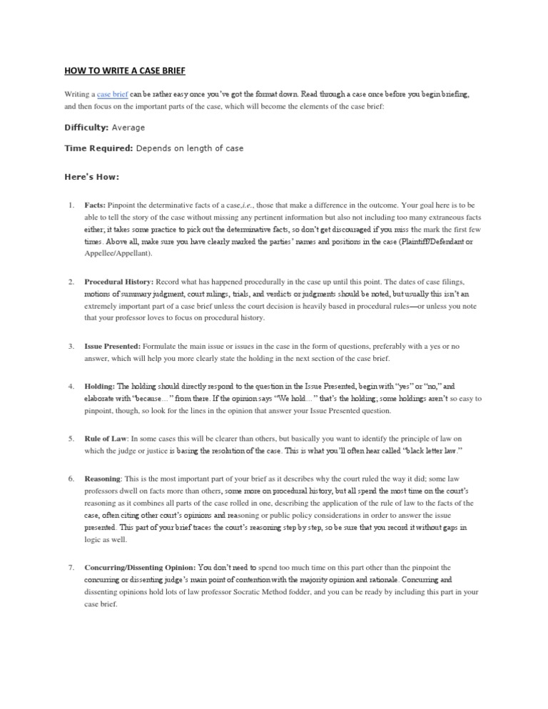 How to Write a Case Brief | Brief (Law) | Judgment (Law)