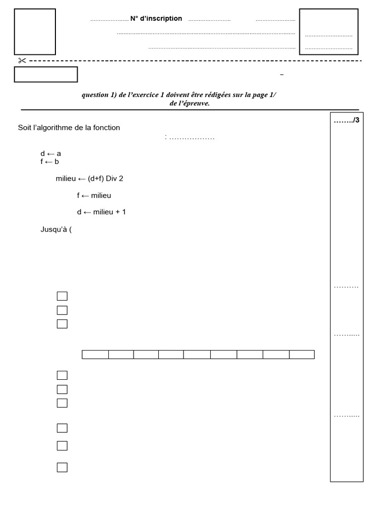 Algo2025 Principal Bac Info Tunisie | PDF