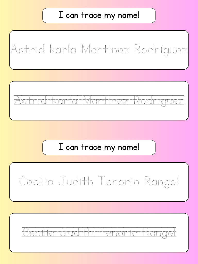 Practice Tracing and Writing Name Worksheet in Colorful Simple Style (4 ...
