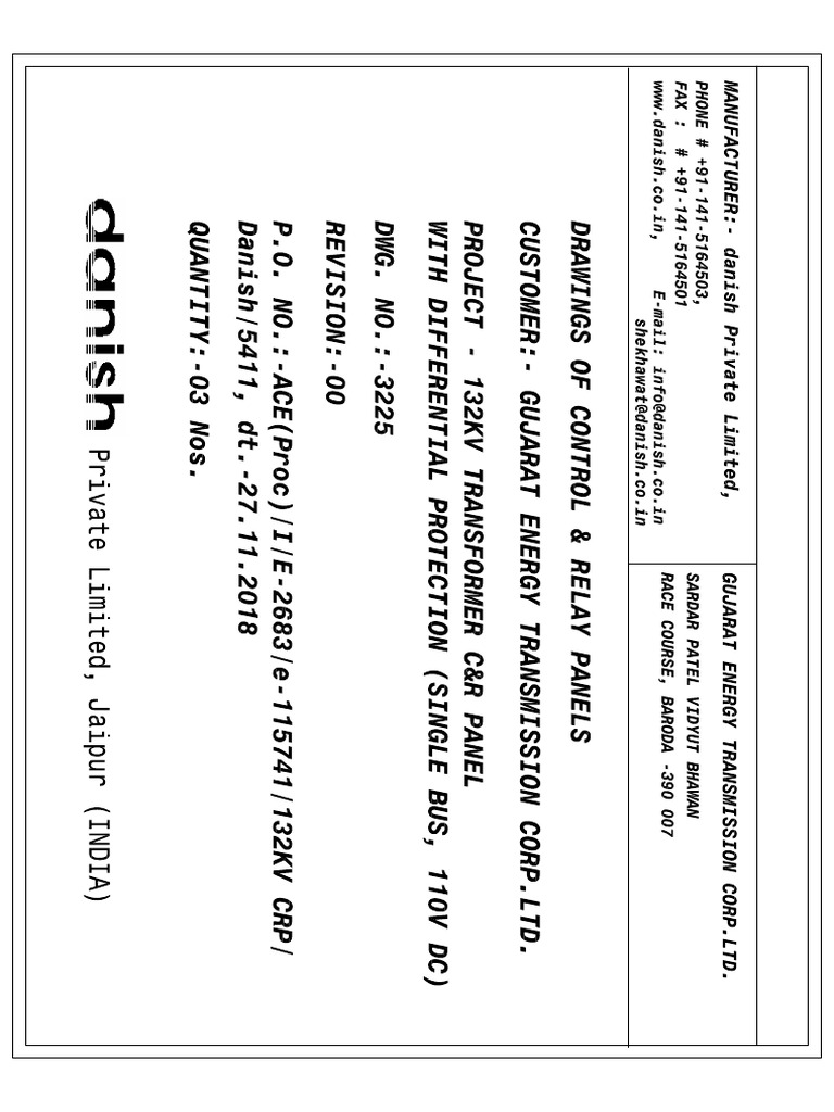 132KV TRF S. BUS PANEL AS BUILT 29122018 | PDF | Mains Electricity | Relay