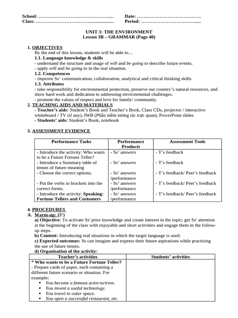 Unit 3 - Lesson 3b - Grammar - Page 40 | PDF | Intention | Cognition