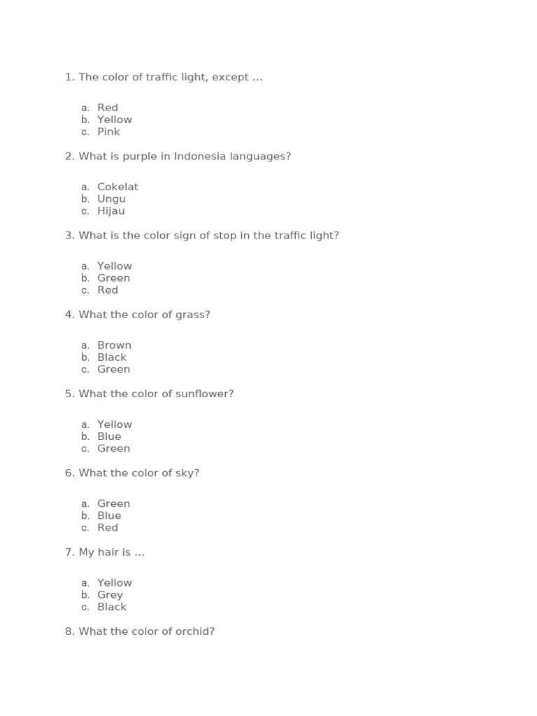 Color Exercises | PDF | Yellow | Color