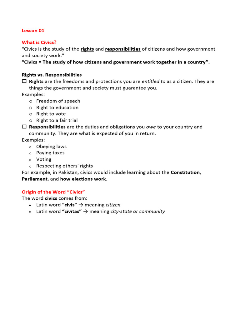 CH 01 Introduction To Civics | PDF | Economics | Civics