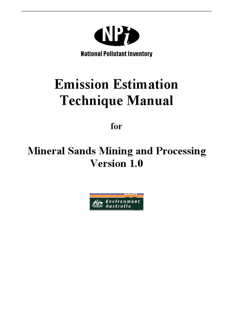 Emission Estimation Technique Manual: Mineral Sands Mining and ...