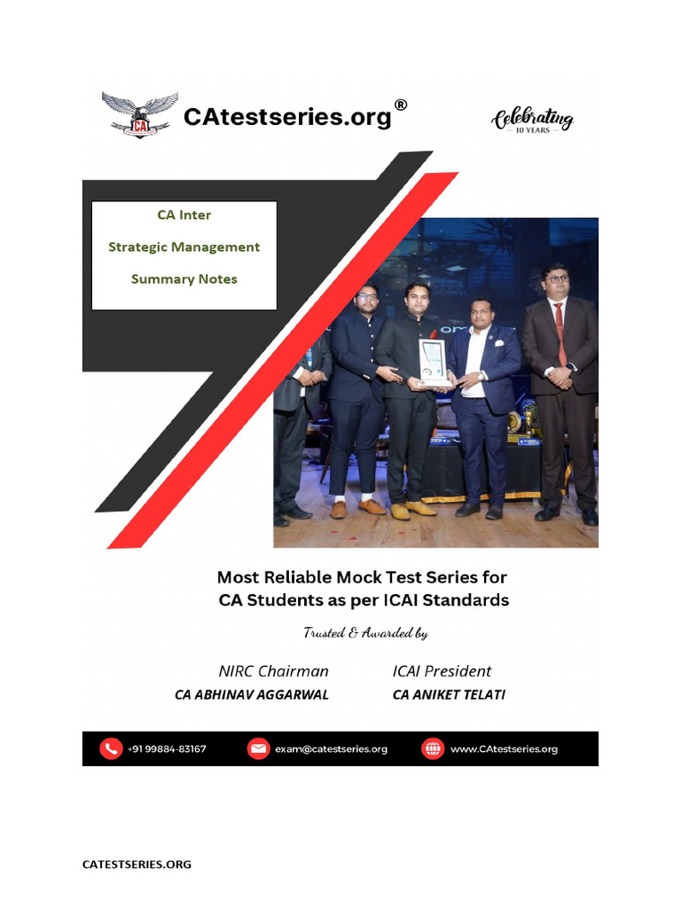 CA Inter SM Summary Notes | PDF | Strategic Management | Competitive ...