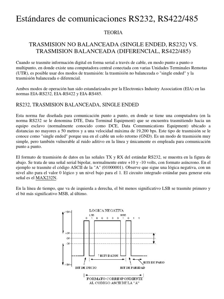 Estándares de Comunicaciones RS232 | PDF | Datos de computadora | Redes