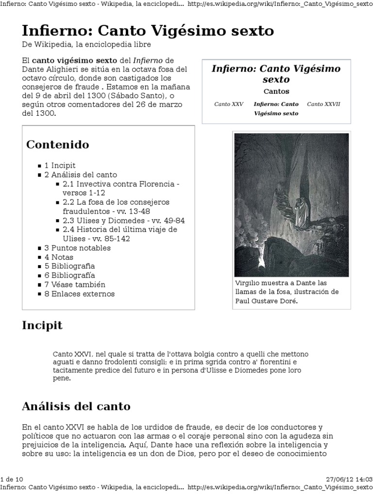 Análisis Canto XXVI | PDF | Dante Alighieri | Infierno (Dante)