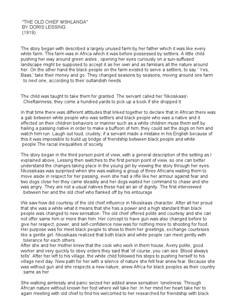 The Old Chief Mshlanga | PDF