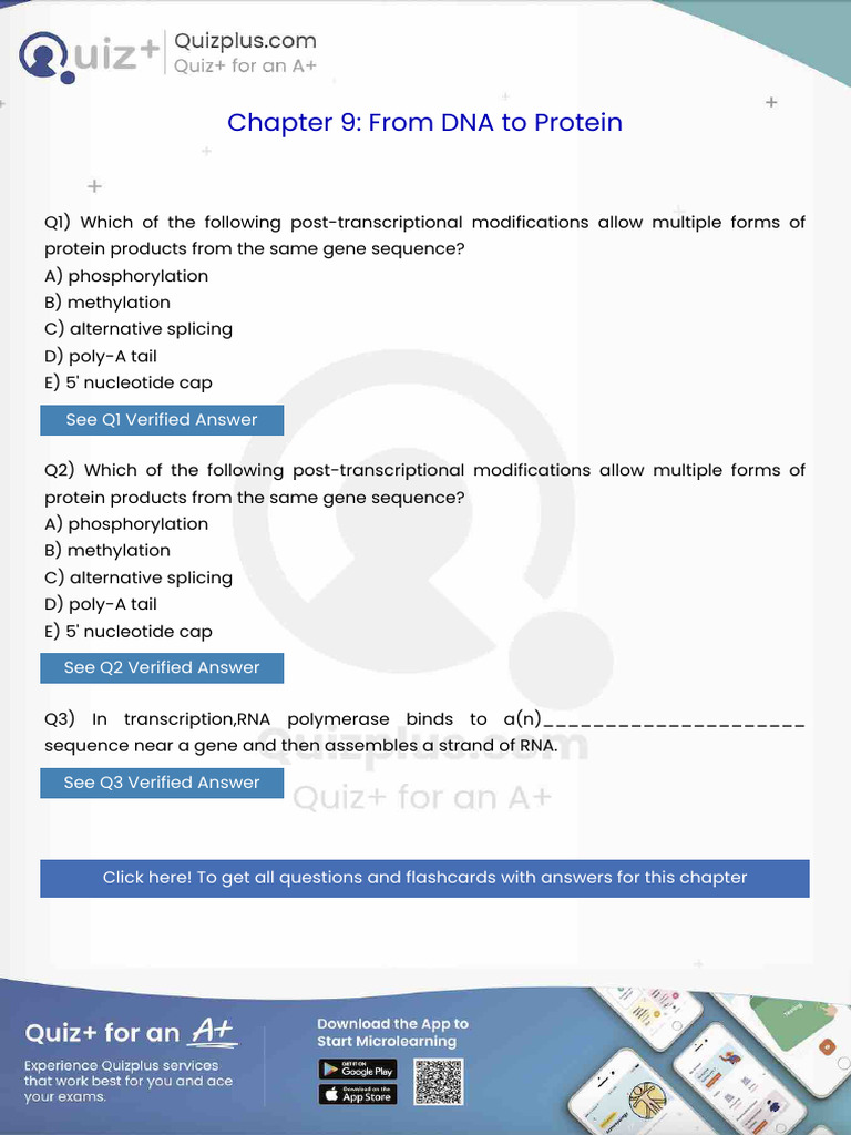 Which of the Following Posttranscriptional Modifications Allow Multiple ...