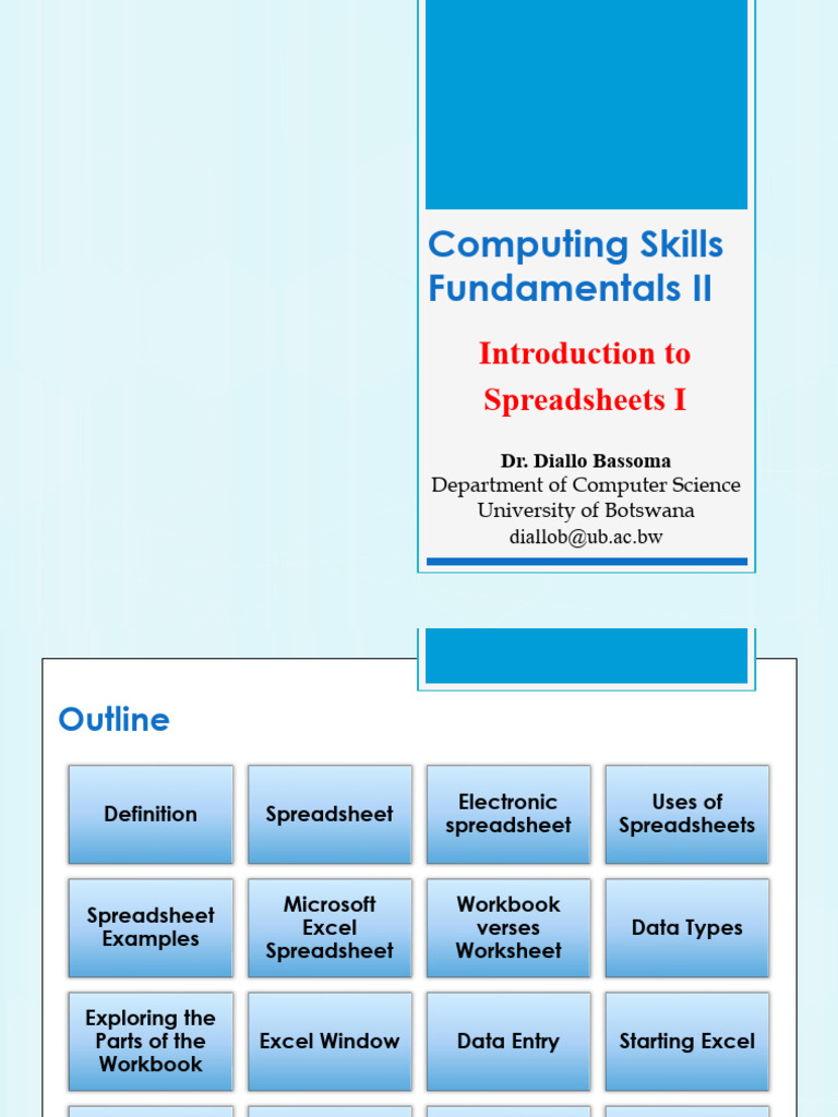 ICT 112 Week 2 Introduction to Spreadsheets I-Part 1 | PDF ...