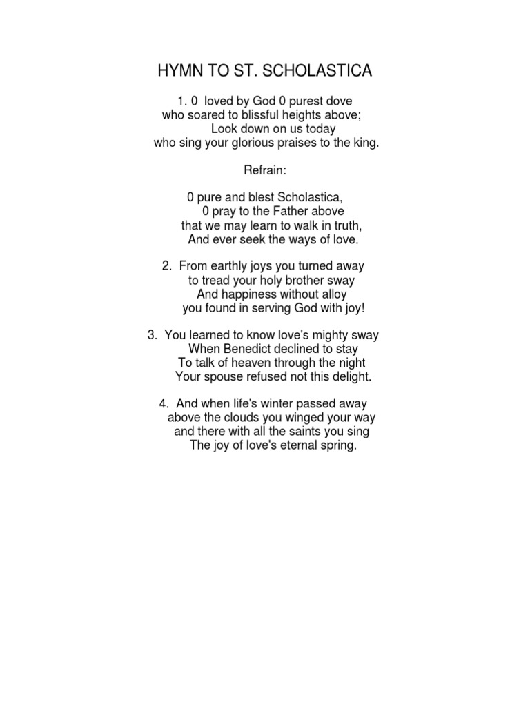 Hymns Celebrating St. Scholastica | PDF | God In Christianity ...