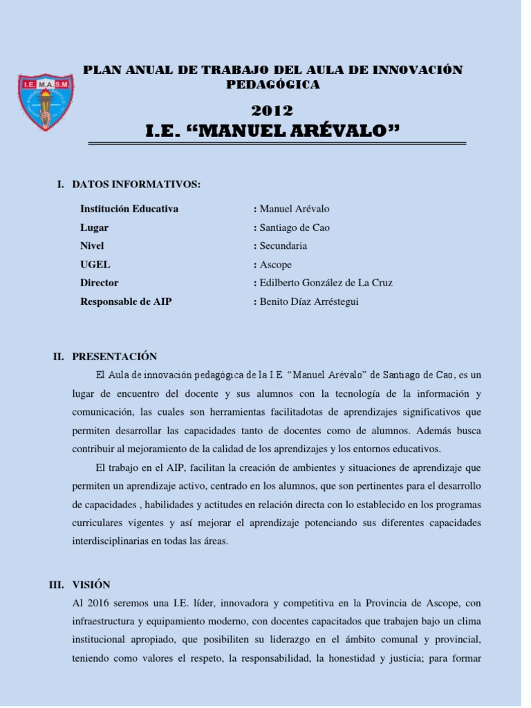 PAT de AIP | PDF | Tecnología de información y comunicaciones | Maestros