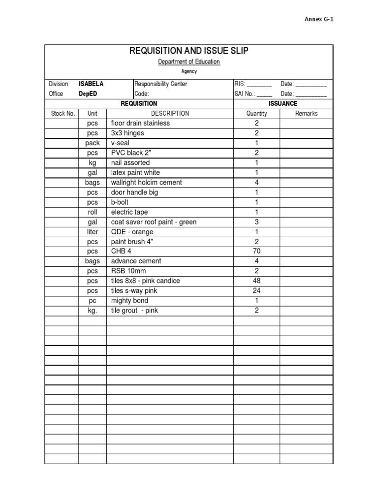 Requisition and Issue Slip | PDF | Technology & Engineering