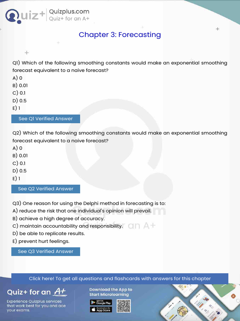 Which of the Following Smoothing Constants Would Make an Exponential ...