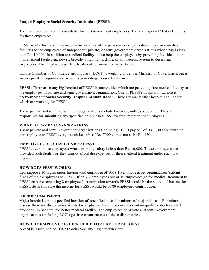 PESSI | PDF | Hospital | Social Security (United States)