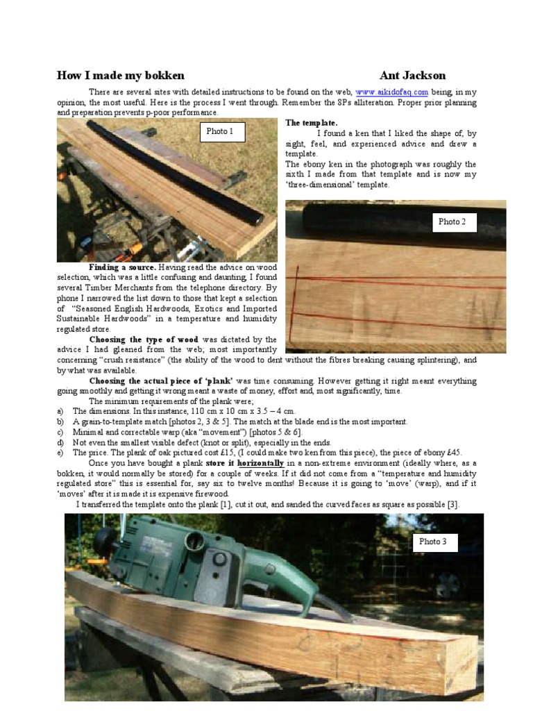 Crafting Your Own Bokken Guide | PDF | Blade | Wood