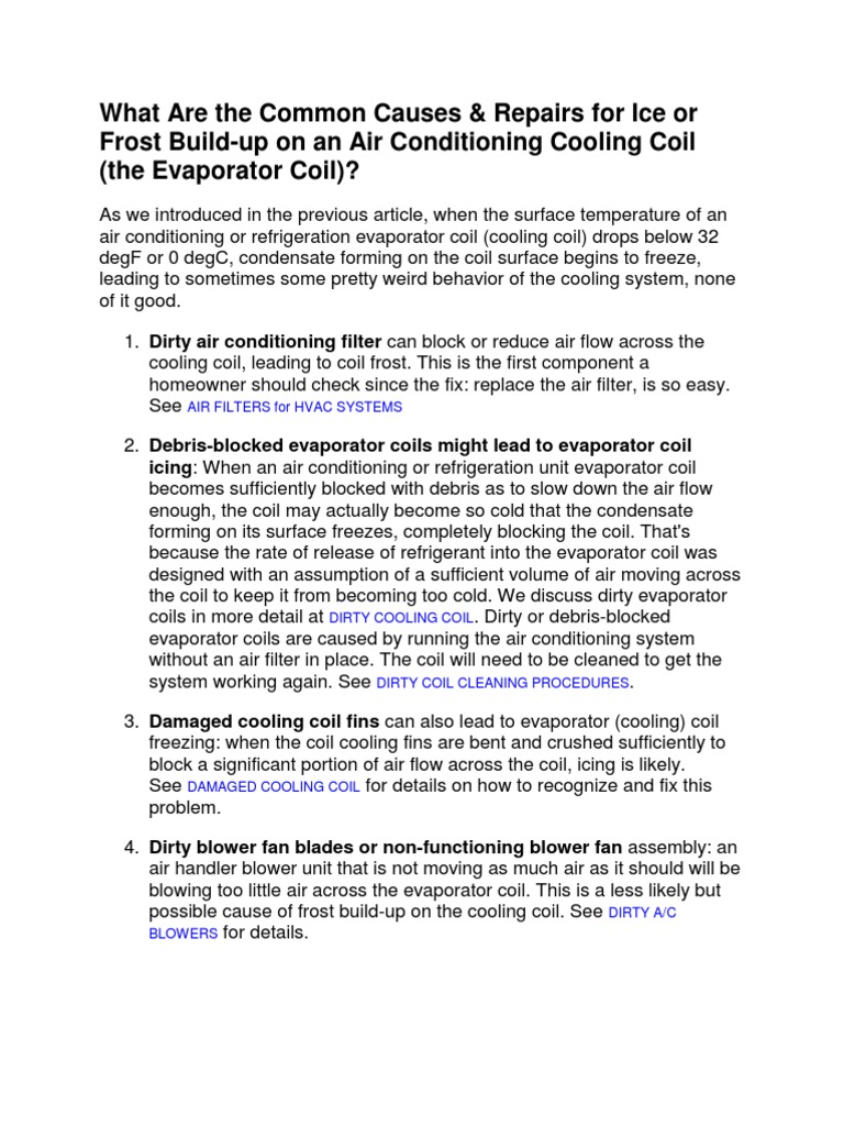 Common Causes of AC Coil Frost | PDF | Air Conditioning | Thermostat