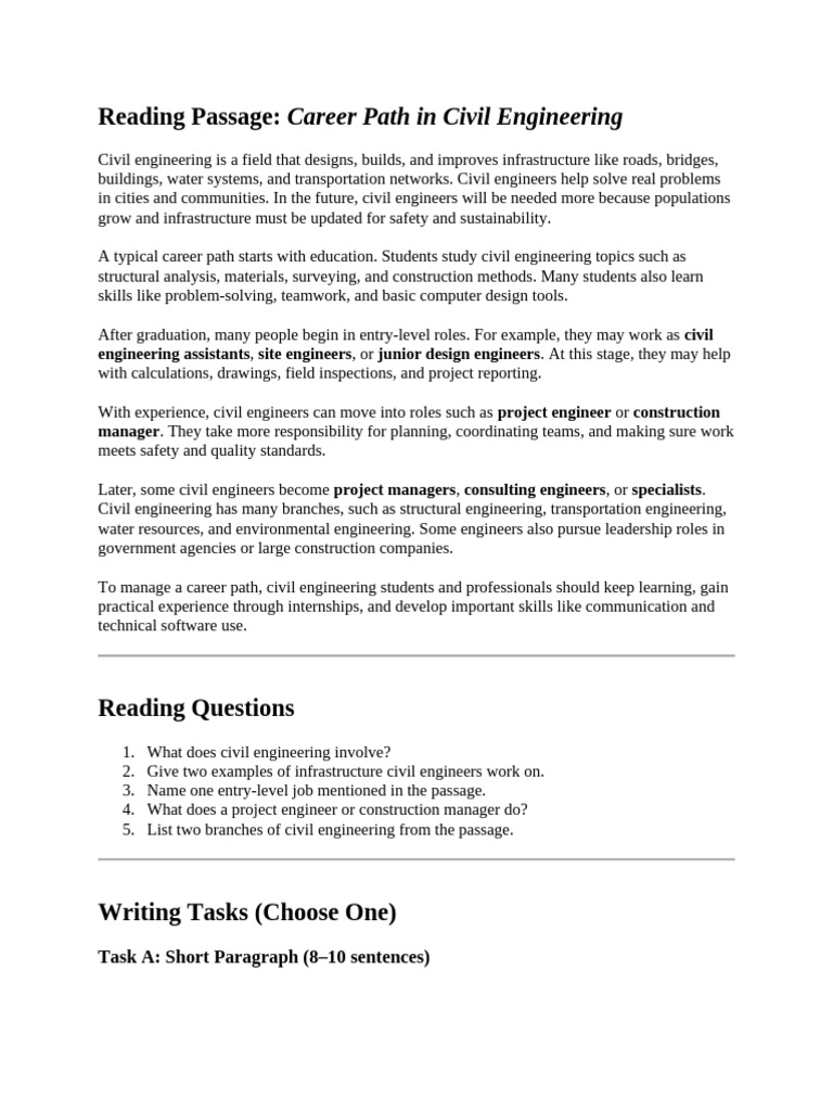 Reading Passage Civil Engineering | PDF