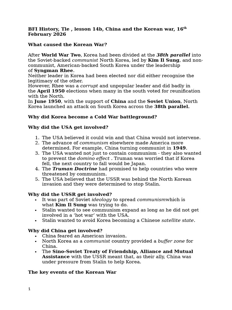 lesson 14b China and the Korean war | PDF | Korean War | Douglas Mac Arthur