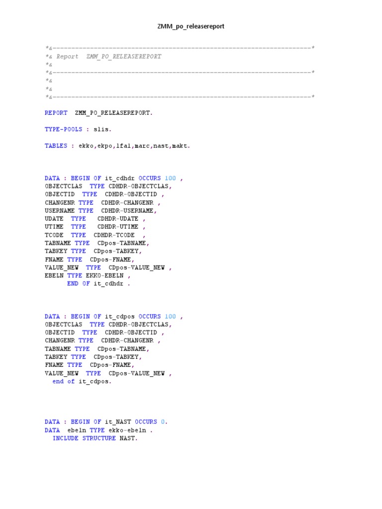 Purchase Order Release Report | PDF | Computer Programming | Areas Of ...