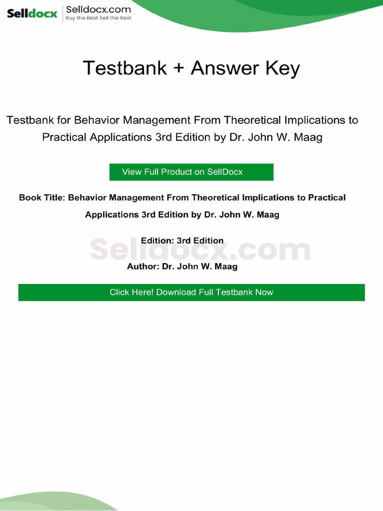 Behavior Management From Theoretical Implications to Practical ...