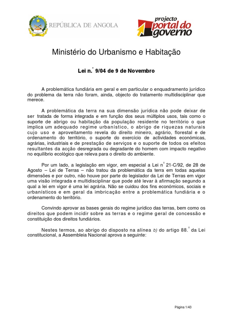 ANGOLA: Lei de Terras | PDF