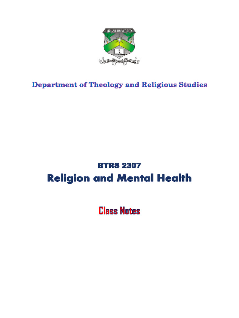 Religion and Mental Health Notes All | PDF | Spirituality | Mental Health