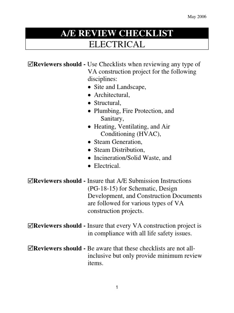 Electrical Check List For Construction | PDF | Hvac | Electrical Wiring