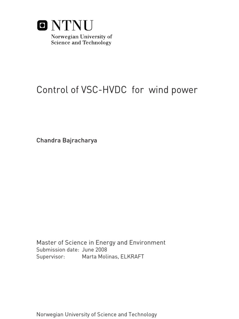 Control of VSC-HVDC For Wind Power | PDF | High Voltage Direct Current ...