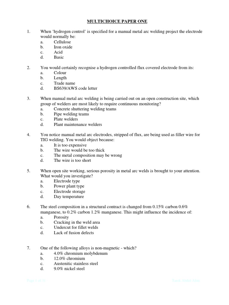 CSWIP 3.1 Question and Answer | PDF | Welding | Construction