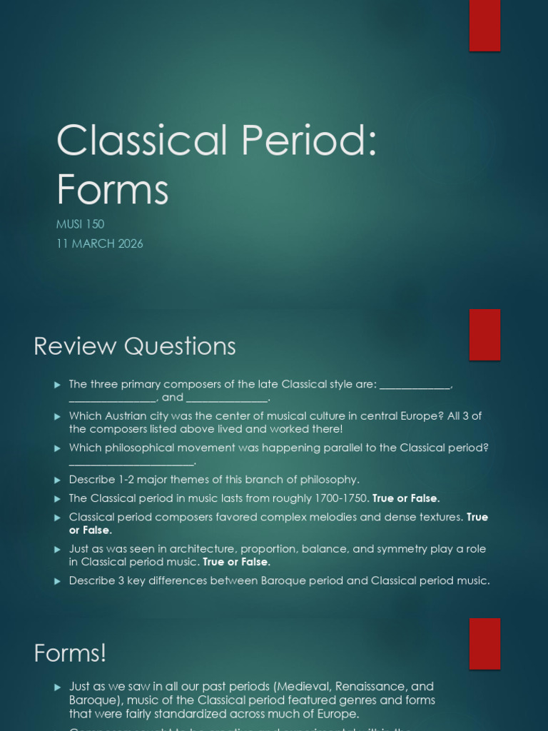 MUSI 150 Classical Music Forms | PDF | Classical Period (Music) | Sonata