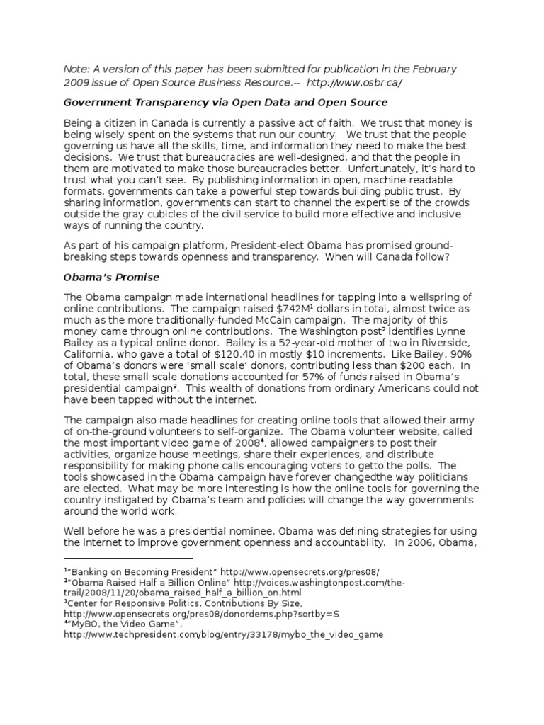 Transparency Through Open Data and Open Source-Scribd | PDF ...
