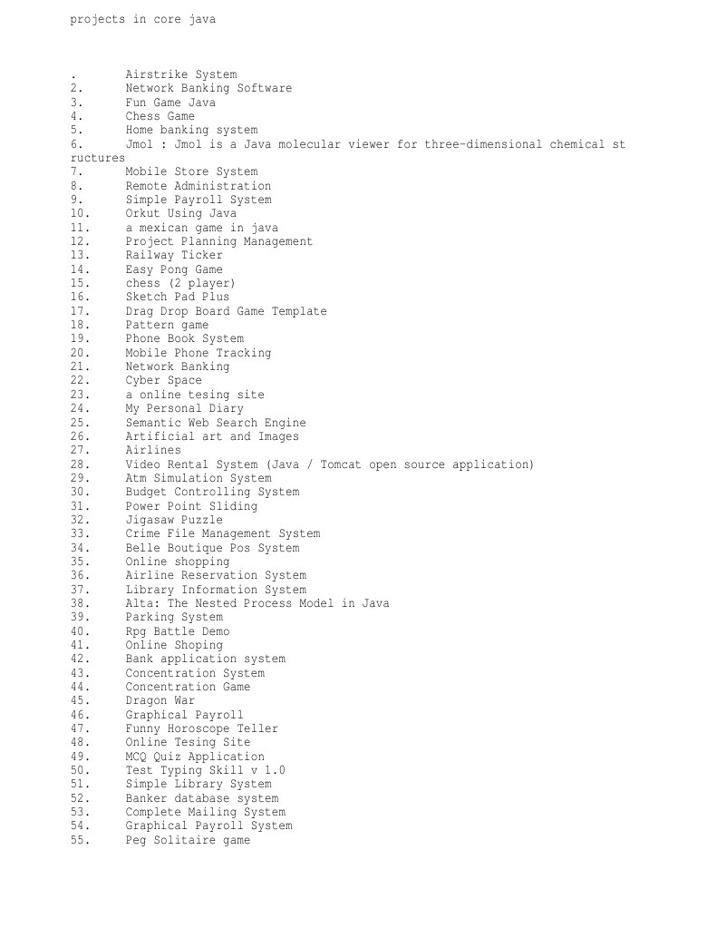 Projects In Core Java Pdf Java Programming Language Application Software