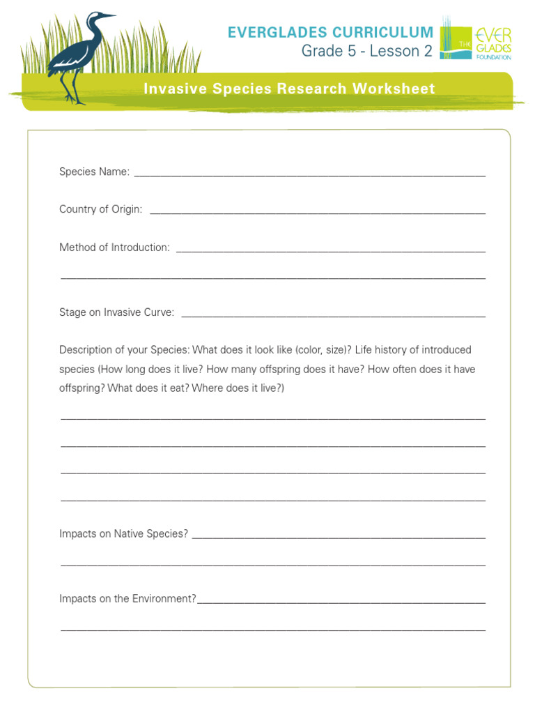 Invasive Species Research Worksheet | PDF