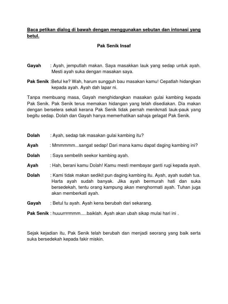 Dialog Cerita Pak Senik | PDF
