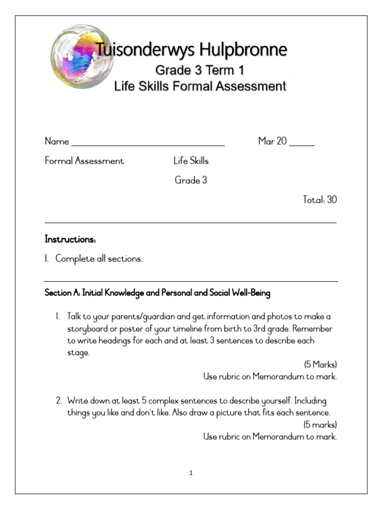 Grade 3 Term 1 Life Skills Formal Assessment 0hj8tu | PDF | Track And Field
