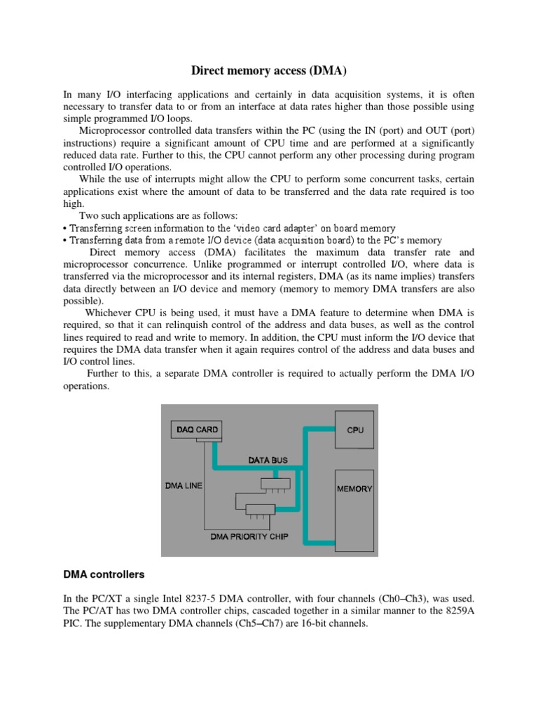 Direct Memory Access | Download Free PDF | Input/Output | Central Processing Unit
