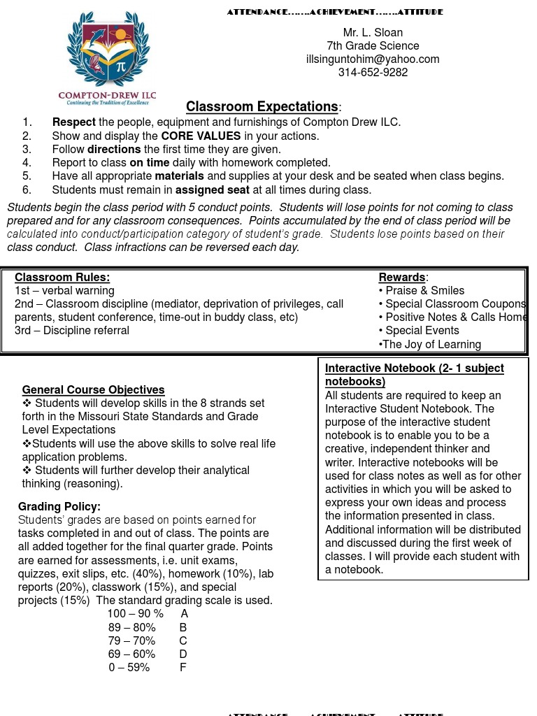 7th Grade Science Expectations | PDF | Homework | Classroom