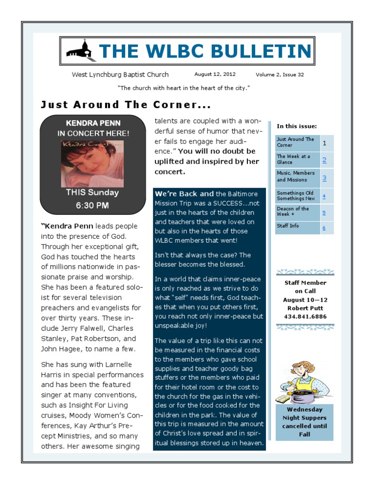 The WLBC Bulletin: Just Around The Corner.. | PDF | Religion And Belief