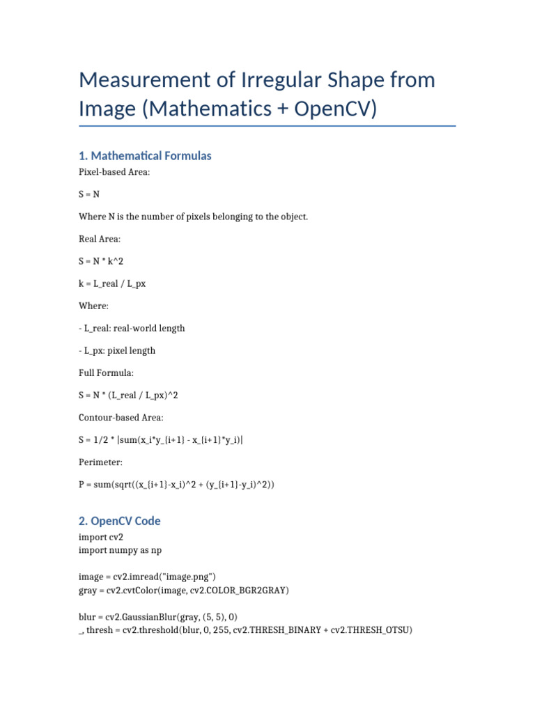 Irregular Shape Measurement | PDF