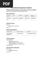 Incoming Raw Materials Inspection Checklist | PDF