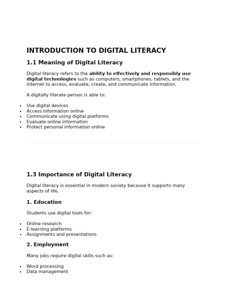 Introduction to Digital Literacy | PDF | Peripheral | Personal Computers