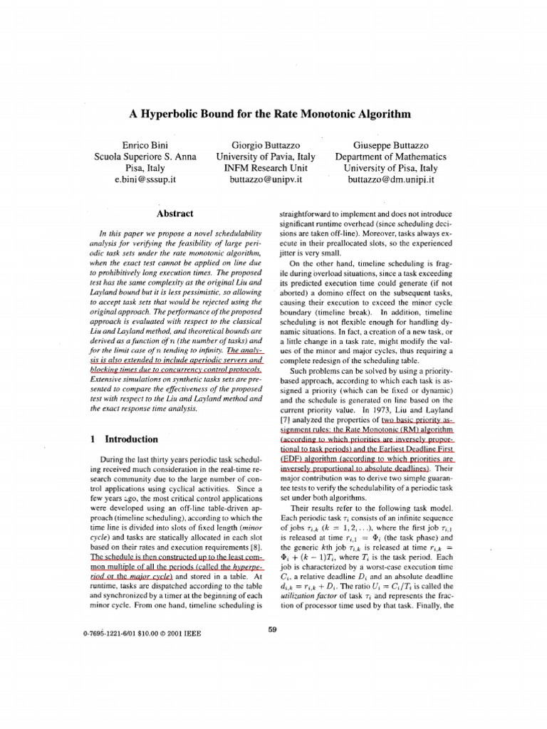 A Hyperbolic Bound For The Rate Monotonic Algorithm - 2001 | PDF ...