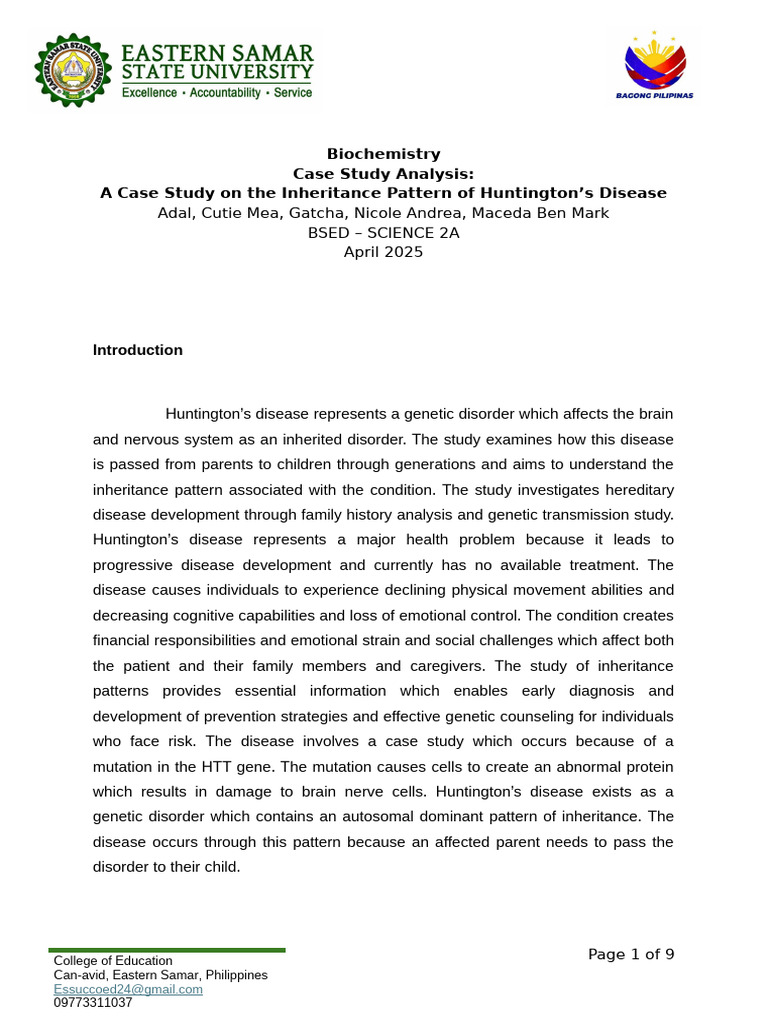Genetics-Case-Study-Huntington | PDF | Genetic Disorder | Diseases And ...