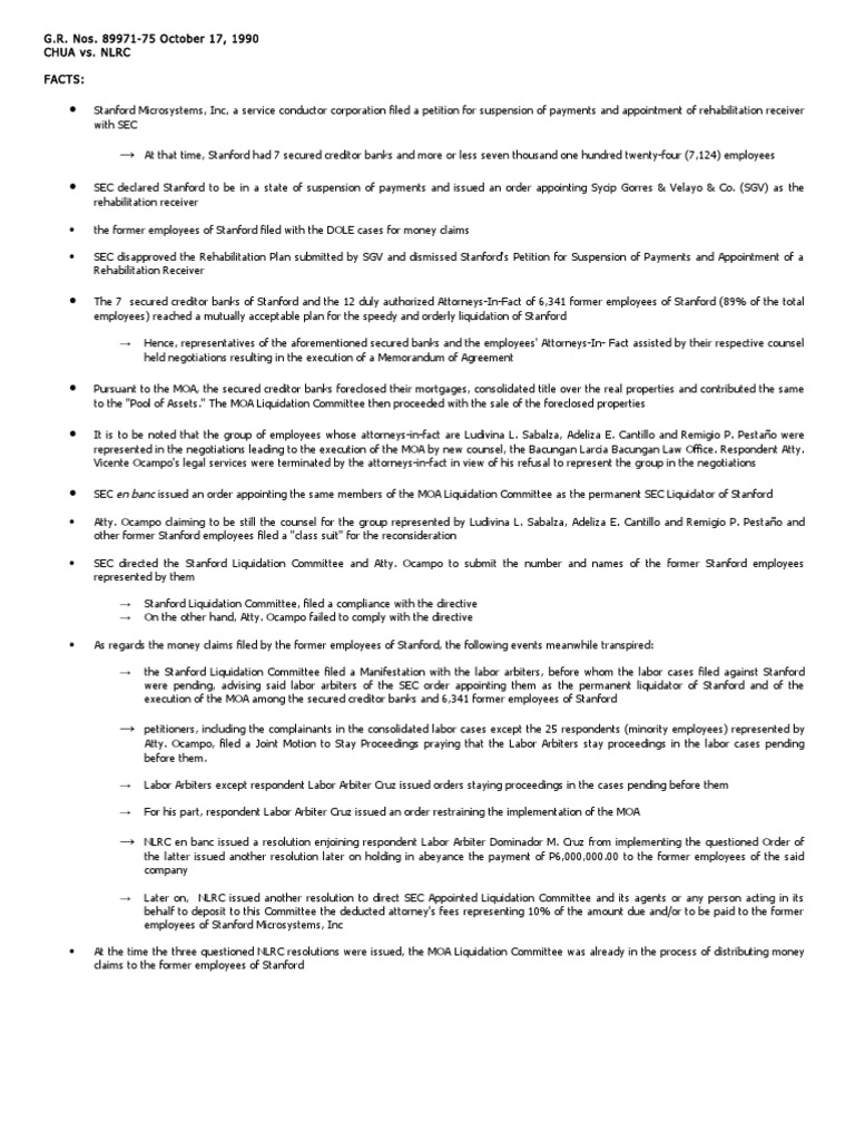 Chua vs. NLRC | PDF | Liquidation | Private Law