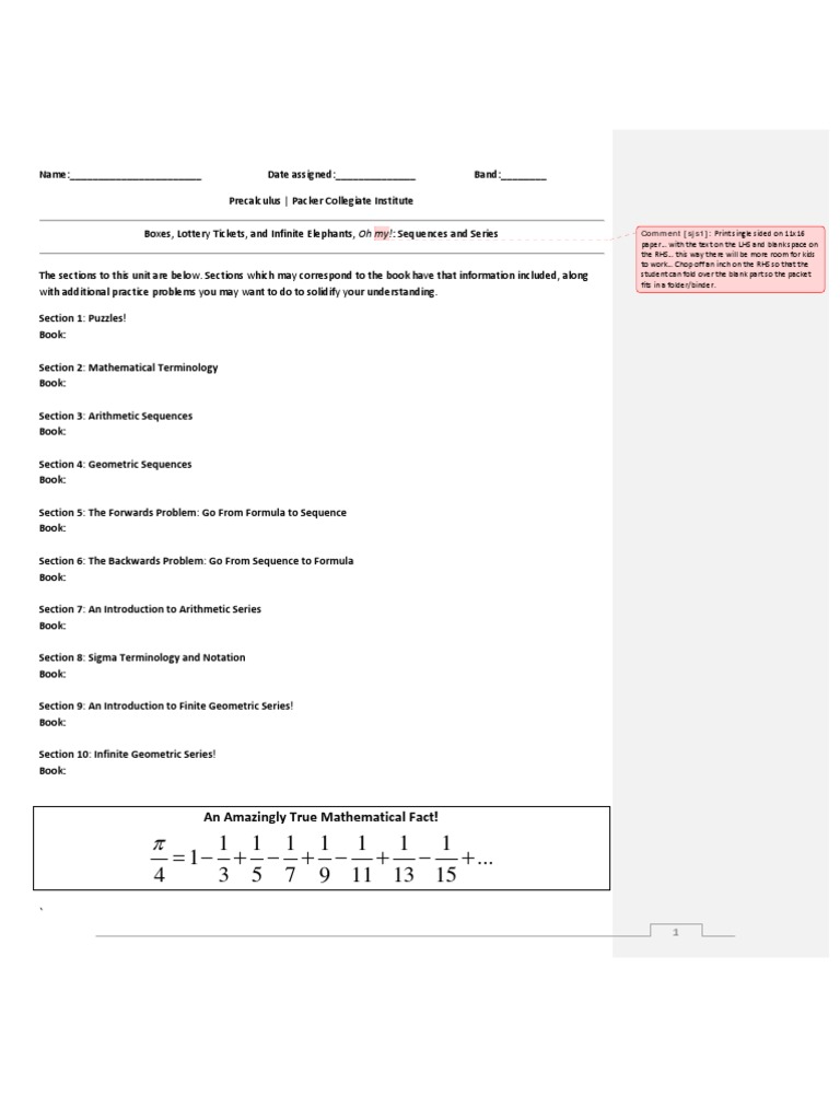 Sequences and Series in Precalculus | PDF | Series (Mathematics ...