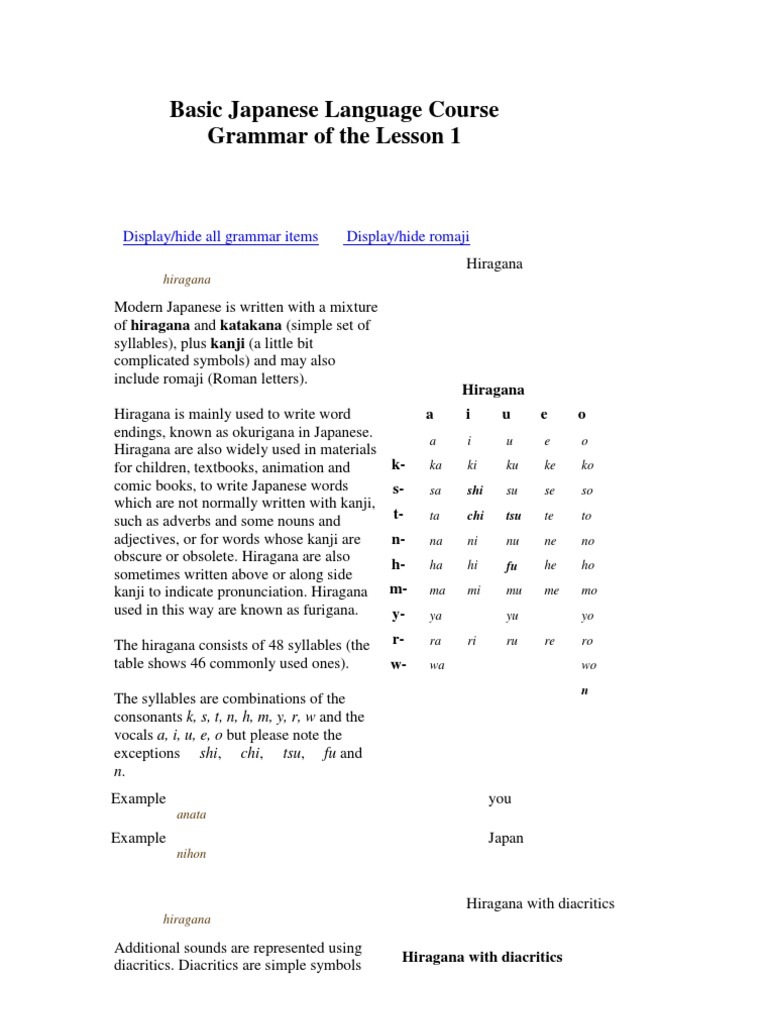 Basic Japanese Language Course | PDF | Kanji | Japanese Language